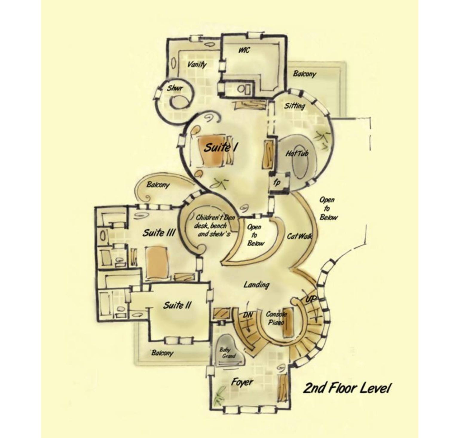 Rustic house plan with massive corbels